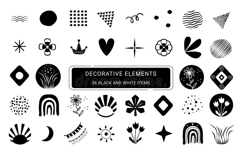 Decorative Elements Icon Set Stock Vector - Illustration of template ...