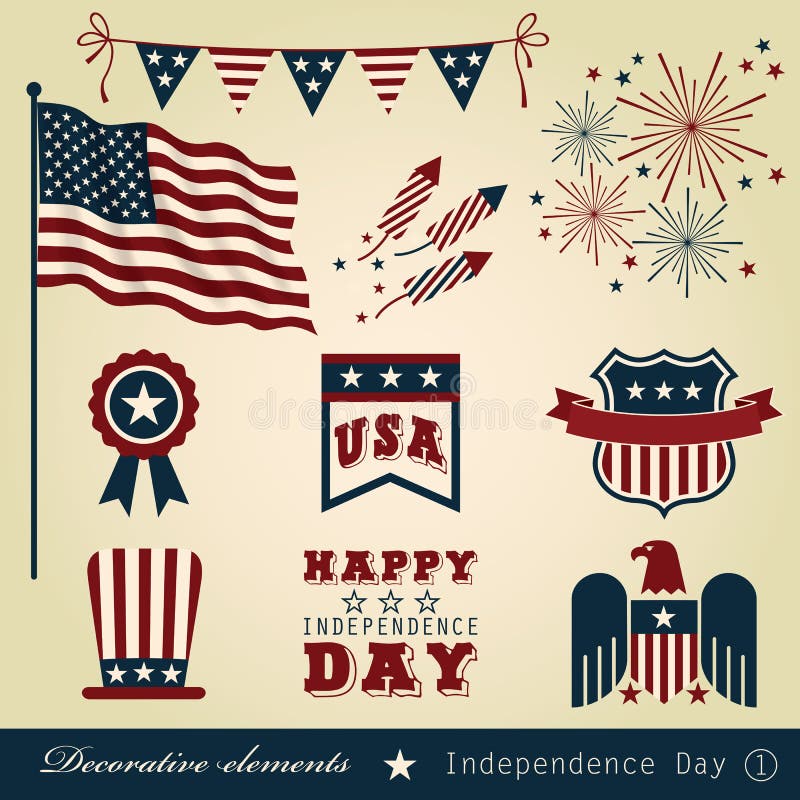 Decorative Elements Independence Day 1 Stock Vector - Illustration of ...