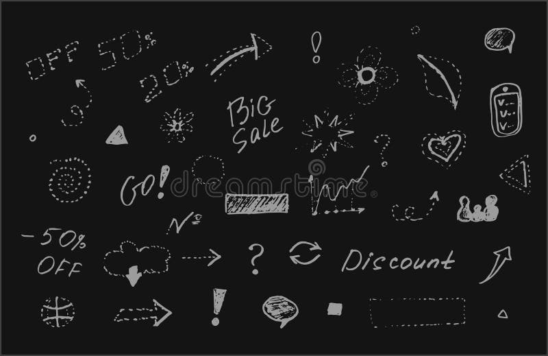 Decorative Elements of Infographics, Doodles, Hand-drawn Pencil Sketch ...