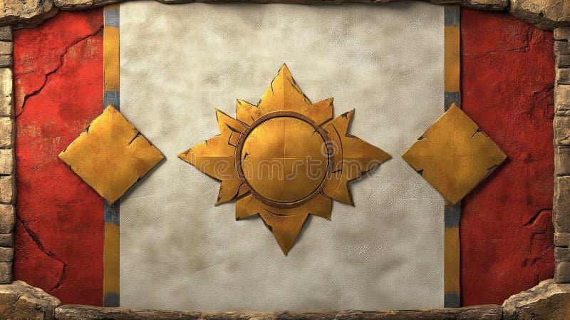 Ancient Gold Emblem on Cracked Stone Wall Stock Illustration ...