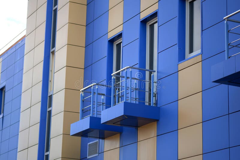 Facing of a Multi-storey Building. Aluminum Facade. Construction of a ...