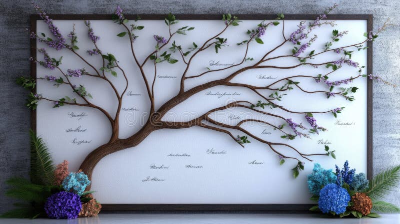 A Decorative Family Tree Design Features Intricately Arranged Branches ...