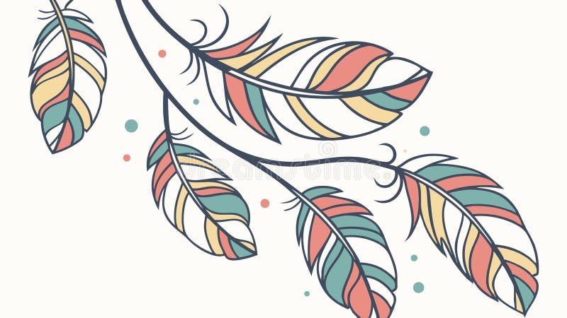 Decorative Feather Collection, Bohemian Art Design Elements, Vector ...