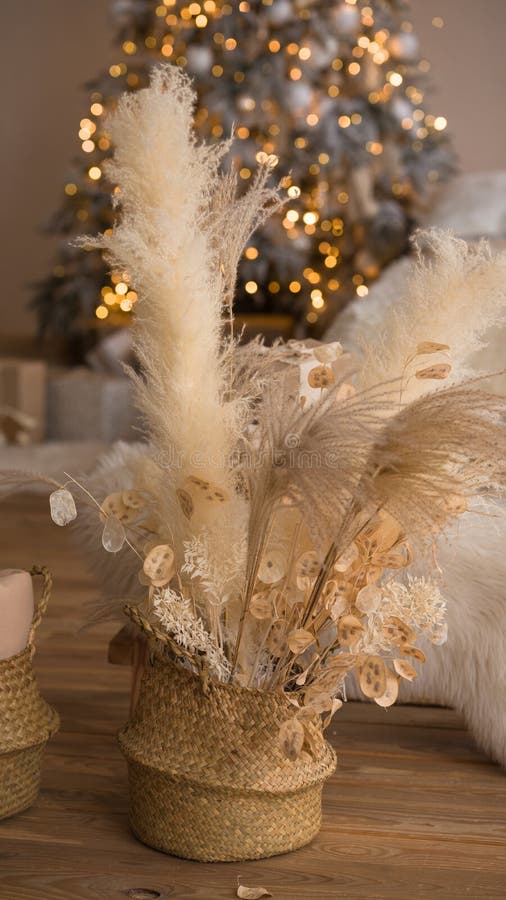 Decorative Feathers in the Interior. Feather Basket Stock Photo - Image ...