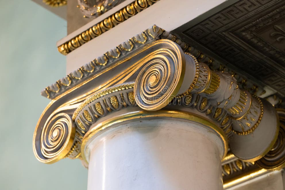 Decorative Features of an Ionic Column Showcasing Intricate Gold ...