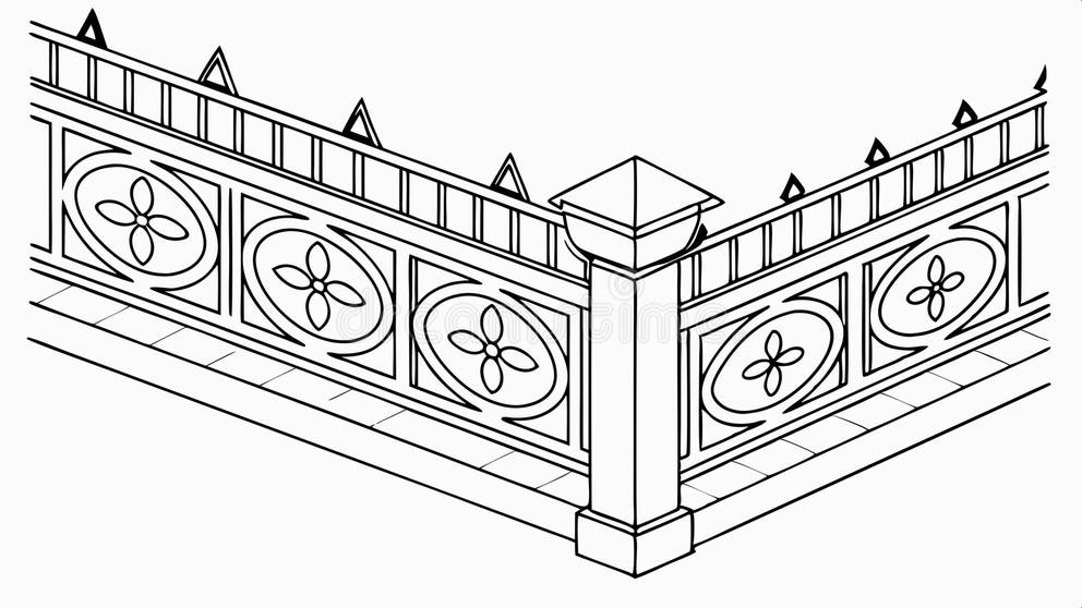 Decorative Fence or Railing with Gothic Architectural Elements Vector ...