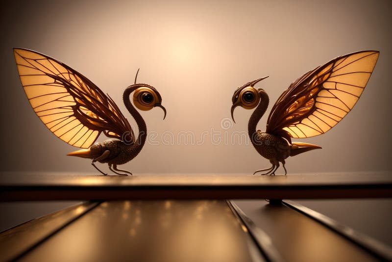 Decorative Figures of Strange Animals with Transparent Wings, Cute and ...