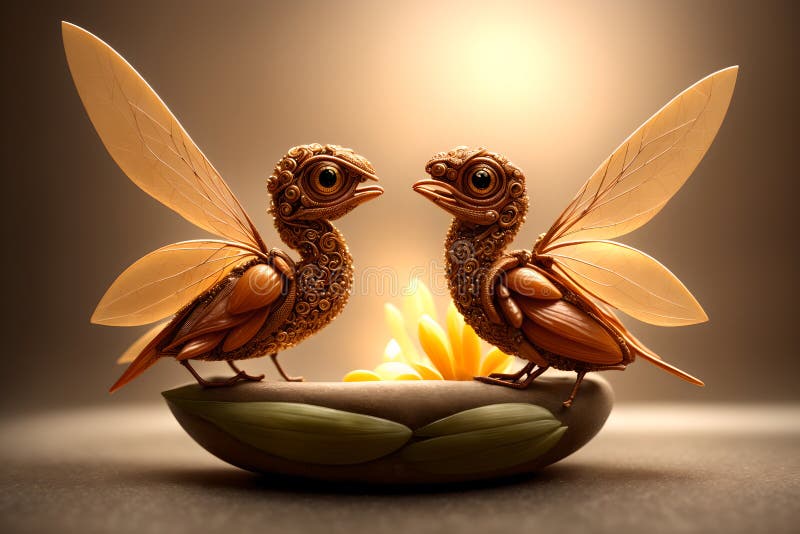 Decorative Figures of Strange Animals with Transparent Wings, Cute and ...