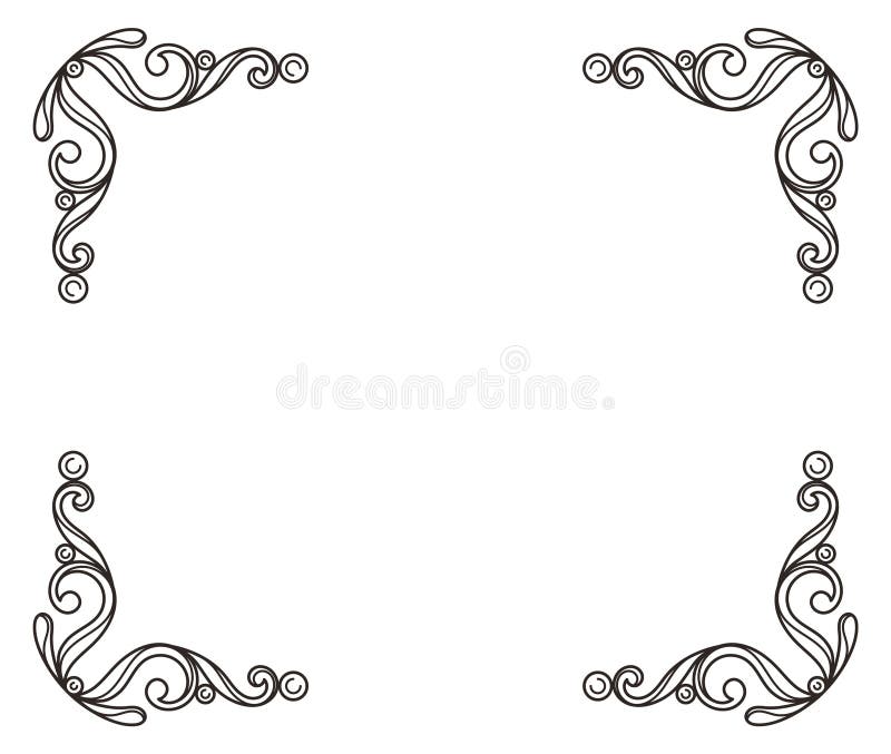 Decorative Filigree Corner Elements. Ornate Square Frame Stock ...