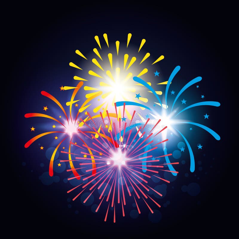 Decorative Fireworks Explosions Poster Stock Illustration ...