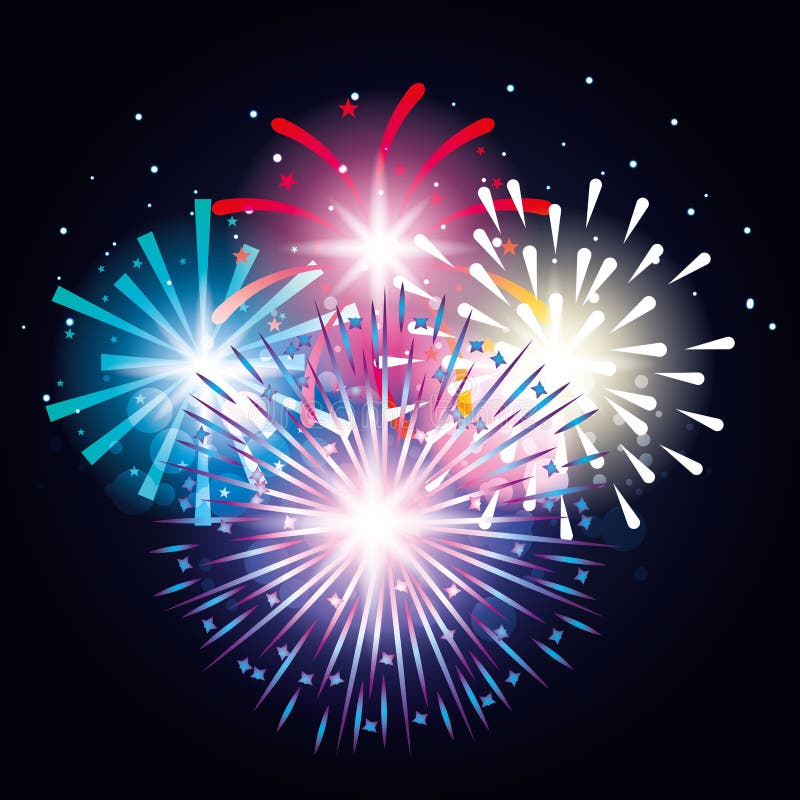 Decorative Fireworks Explosions Poster Stock Illustration ...