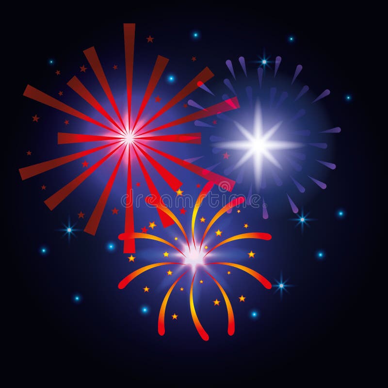 Decorative Fireworks Explosions Poster Stock Illustration ...