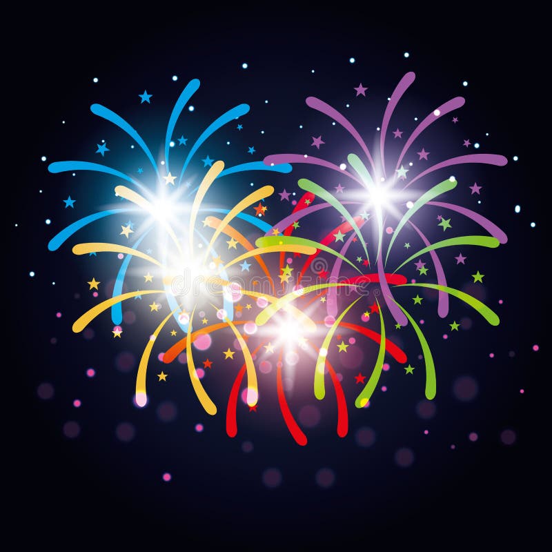 Decorative Fireworks Explosions Poster Stock Illustration ...