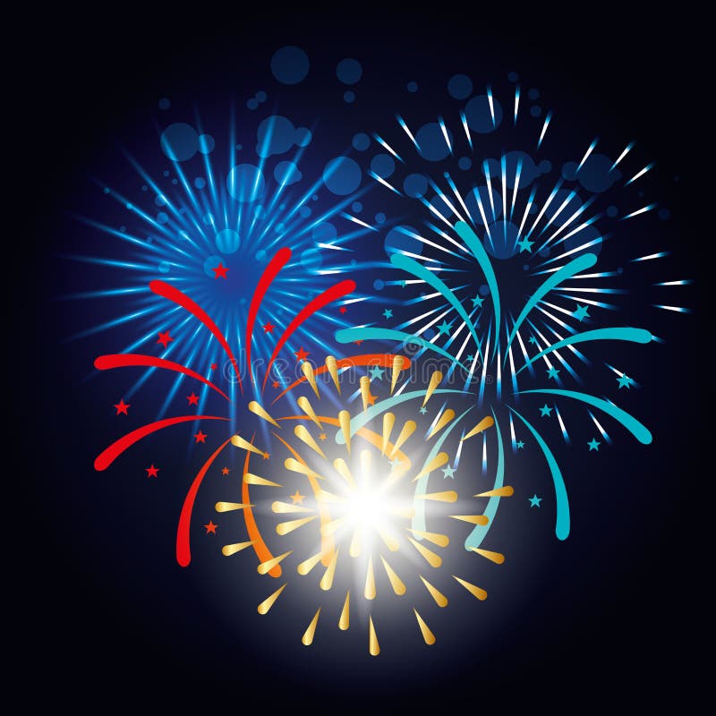 Decorative Fireworks Explosions Poster Stock Illustration ...