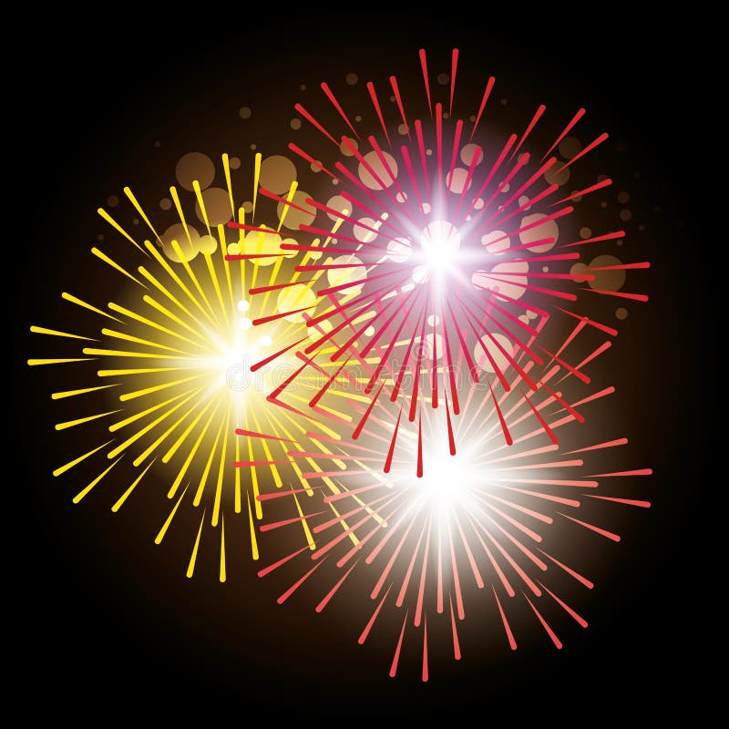 Decorative Fireworks Explosions Poster Stock Illustration ...