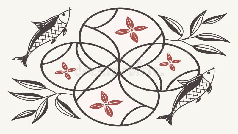 Decorative Fish Pattern, Aquatic Geometric Motif, Vector Design ...