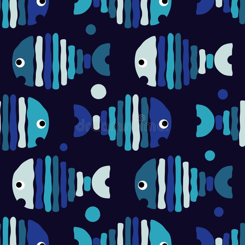 Decorative Fish in the Sea. Marine Life. Seamless Pattern Stock ...