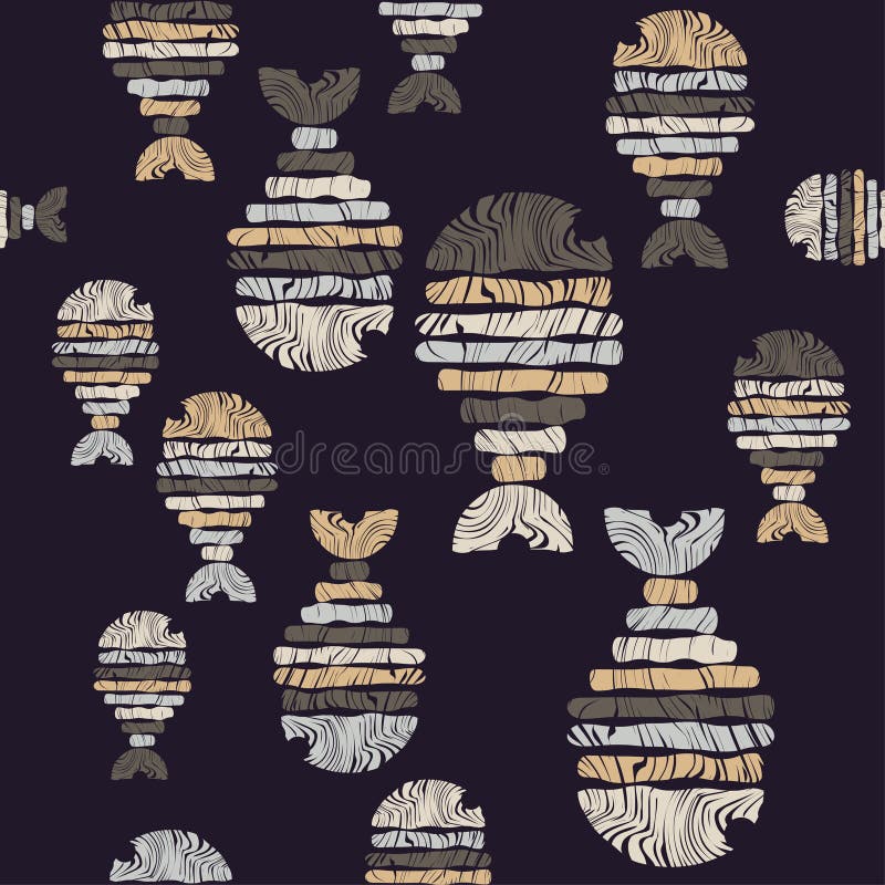 Decorative Fish in the Sea. Marine Life. Seamless Pattern Stock ...
