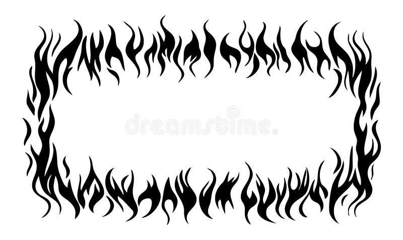 A Decorative Flame Border Design Featuring Stylized Black Flames, Ideal ...