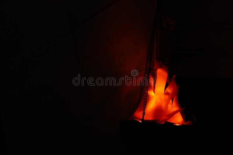 Decorative Flame in the Dark. Lantern at Night Stock Photo - Image of ...