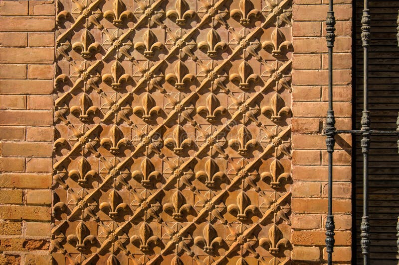Decorative Fleur-de-Lis Brick Wall in Carmona, Sevilla Stock Illustration - Illustration of ...