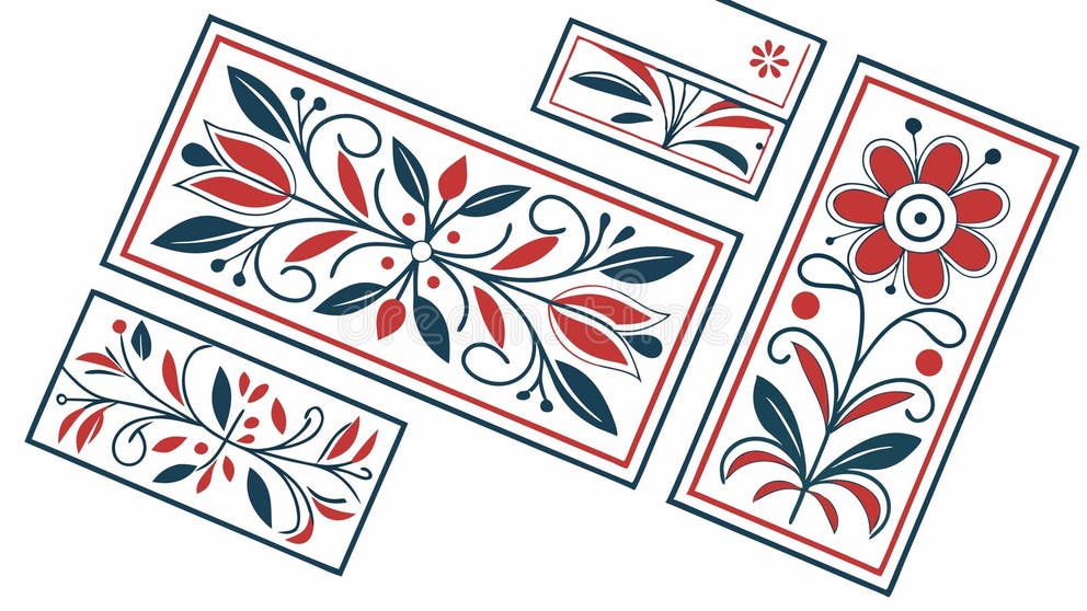 Decorative Floral Blocks, Modular Design Elements, Vector Design ...