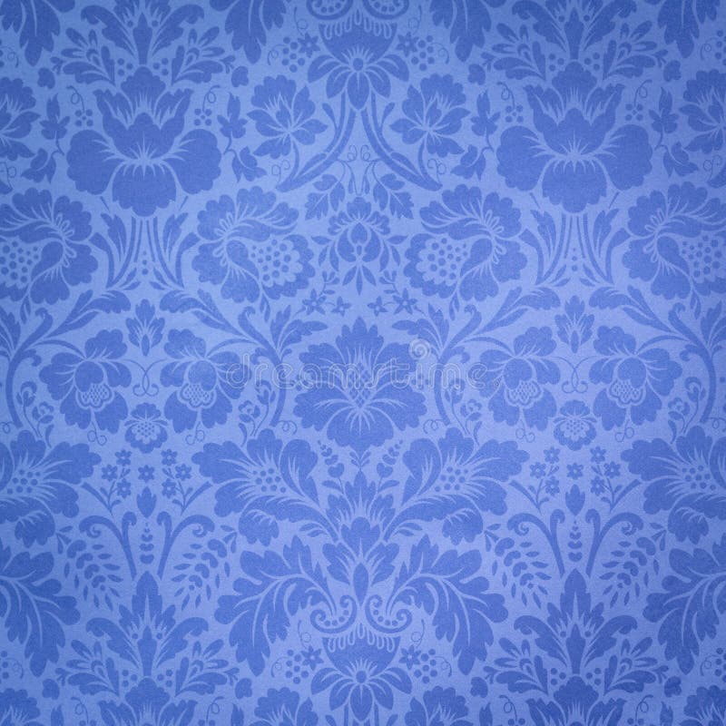 Decorative Floral Blue Pattern on the Blue Background Stock ...