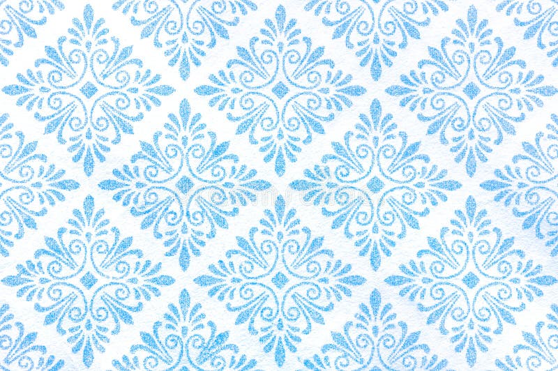 Decorative Floral Blue Pattern on the White Background Stock ...