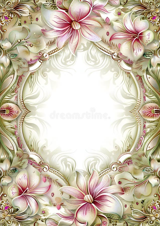 A Decorative Floral Border with a Blank Center for Customizable Text or ...