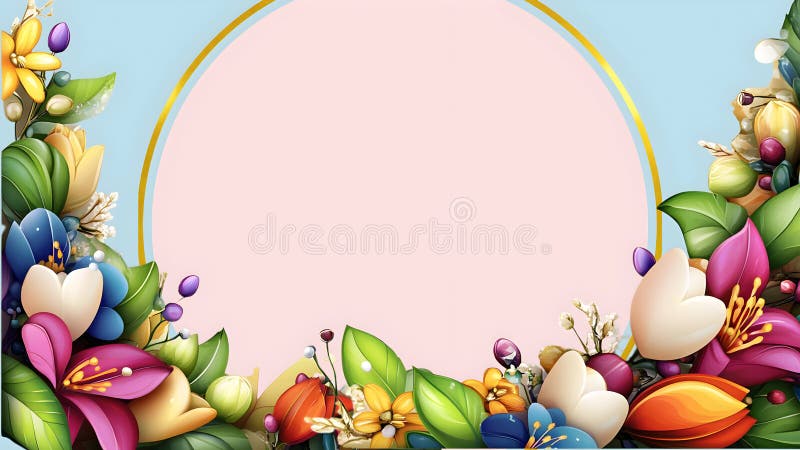 A Decorative Floral Border with a Blank Center for Customization Stock ...