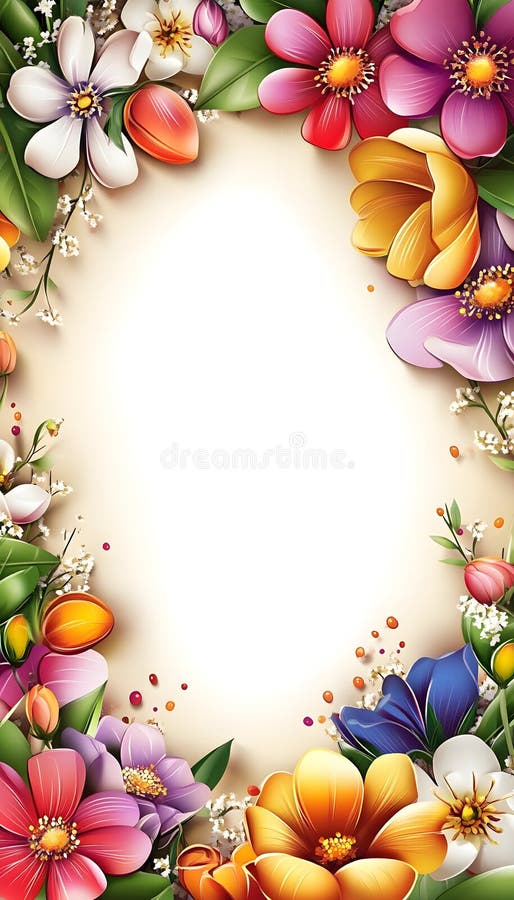 A Decorative Floral Border with a Blank Center for Text or Design ...