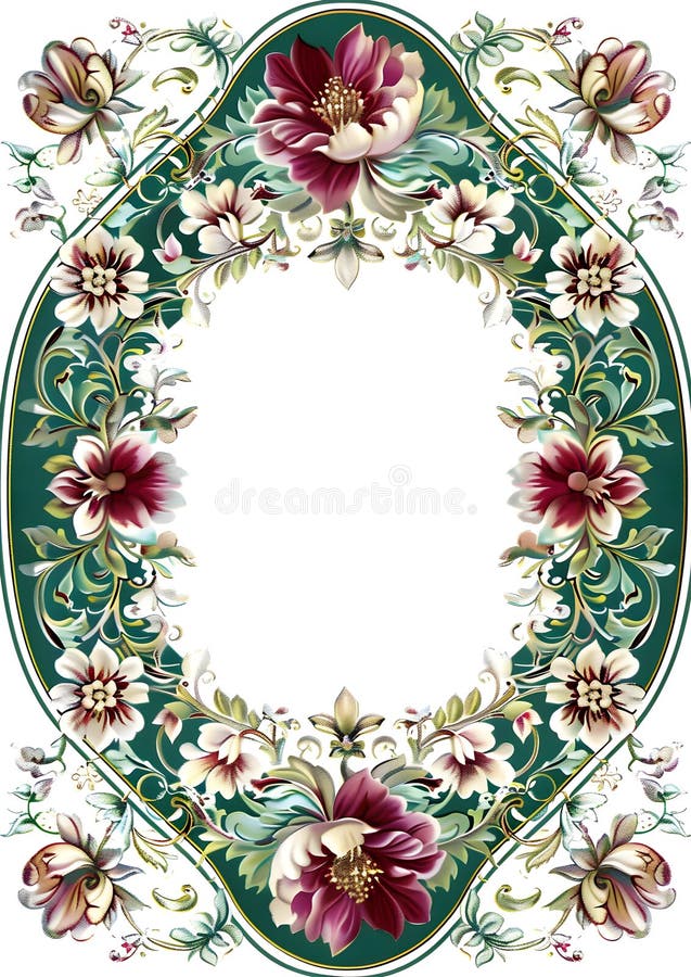 Decorative Floral Border Design with an Empty Central Space for Text or ...