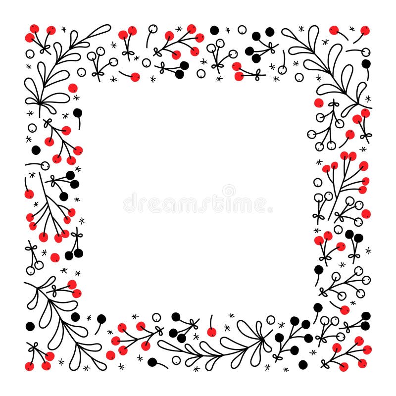 Decorative Floral Border with Red and Black Elements Suitable for ...