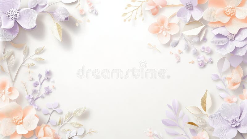 A Decorative Floral Border with Soft Pastel Colors on a Light ...
