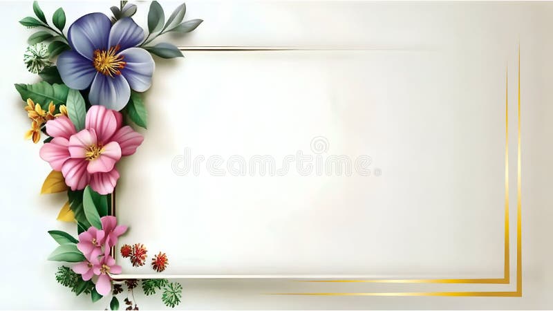 A Decorative Floral Border Surrounds a Blank Space for Text or Images ...