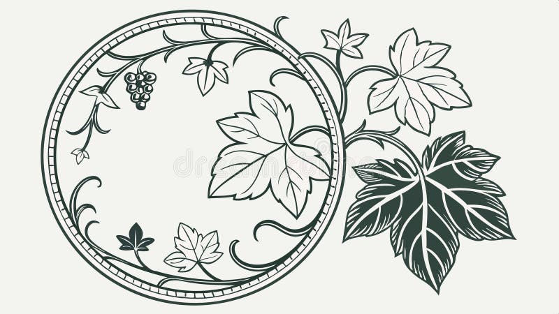 Decorative Floral Corner Element Featuring Grape Vine with Leaves and ...