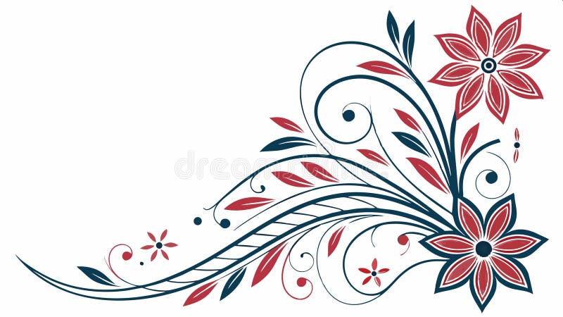 Decorative Floral Corner Element with Small Flowers and Leaves Vector ...