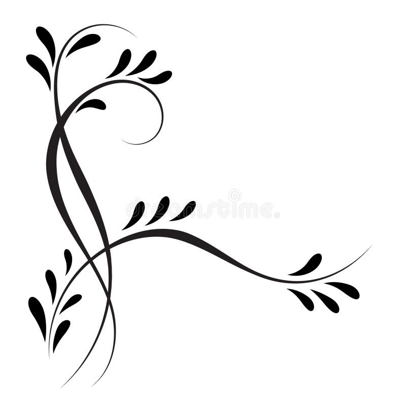 Decorative Floral Corner Ornament for Stencil Isolated on White Stock ...