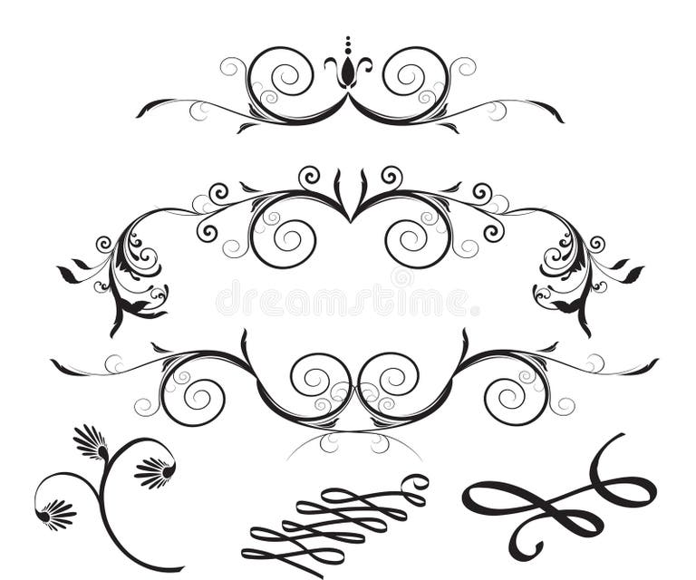 Flower Scroll Elements Stock Illustrations – 18,667 Flower Scroll ...