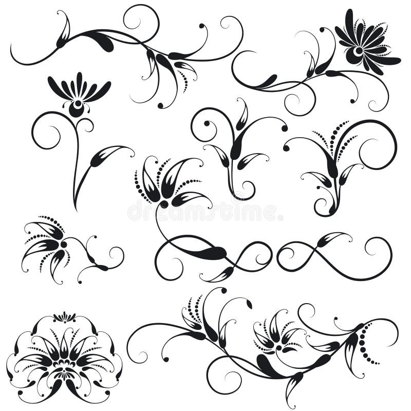 Decorative Floral Design Elements Stock Vector - Illustration of ...
