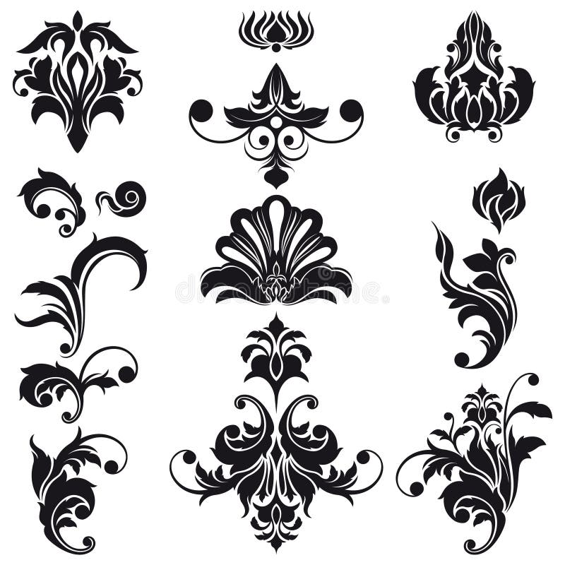 Decorative Floral Design Elements Stock Vector - Illustration of ...