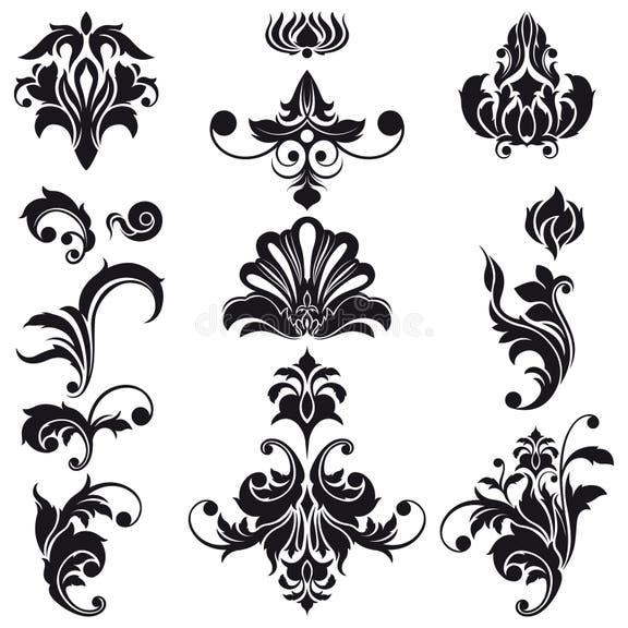Decorative Floral Design Elements Stock Vector - Illustration of ...