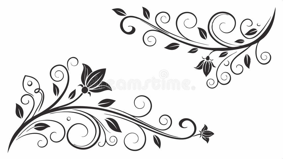Decorative Floral Flourish Elegant Scrolling Vine Element Design Vector Design Generative AI ...