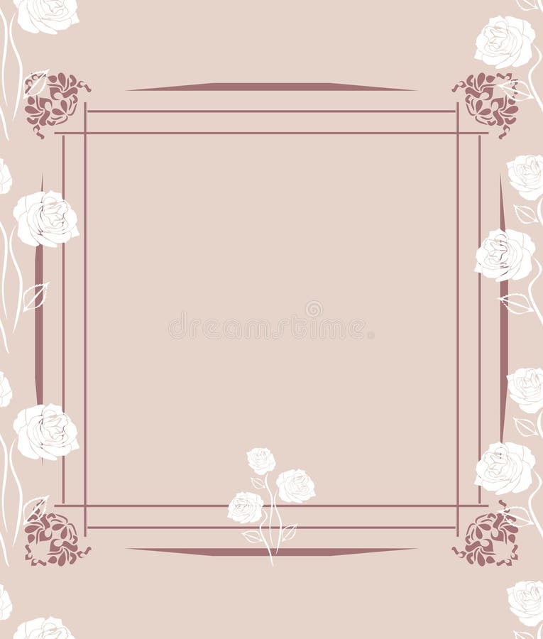 Decorative Floral Frame with Stylized Roses Stock Vector - Illustration ...