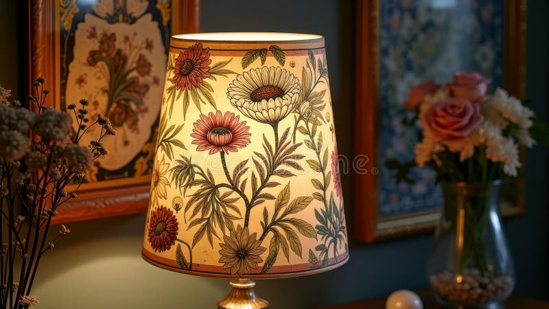 Decorative Floral Lamp with Soft Warm Light in Cozy Room Setting Stock ...
