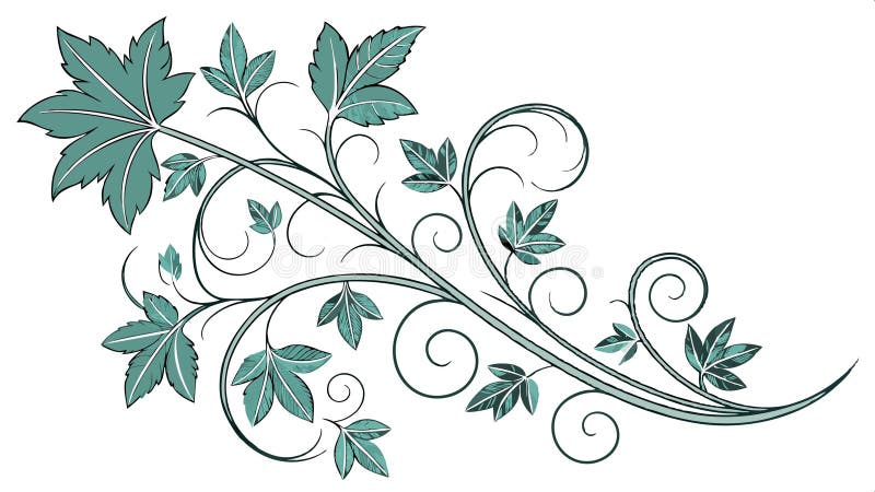 Decorative Floral Ornament with Curved Leaves Vector Design Generative ...