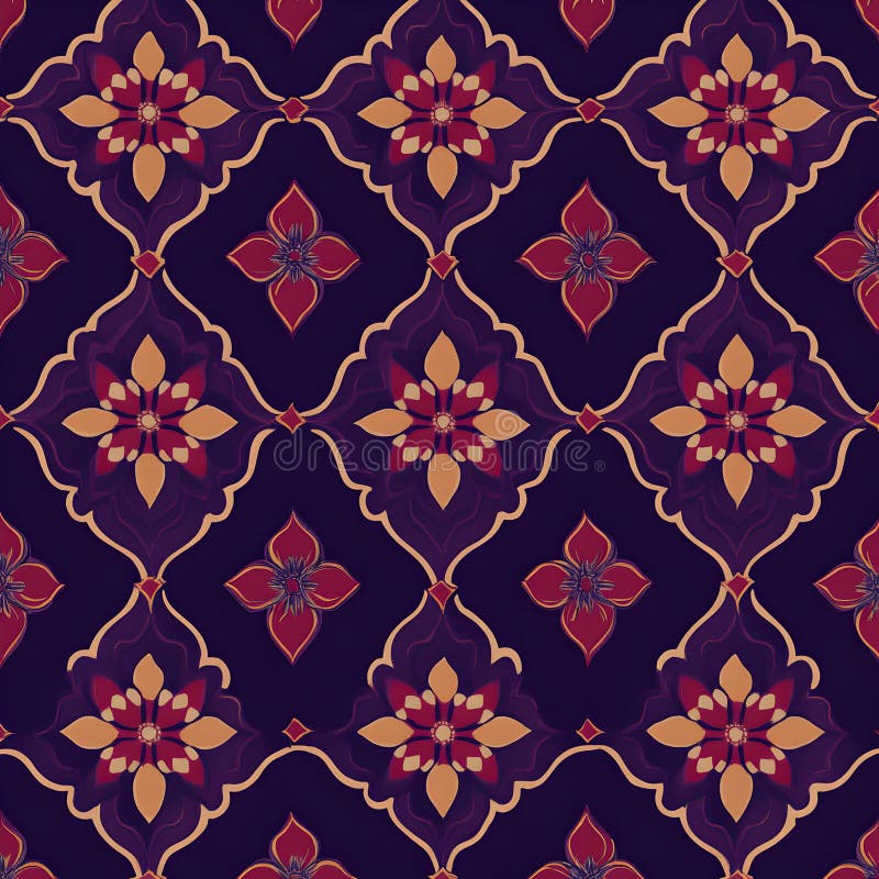 A Decorative Floral Pattern in Rich Colors, Ideal for Textiles or ...