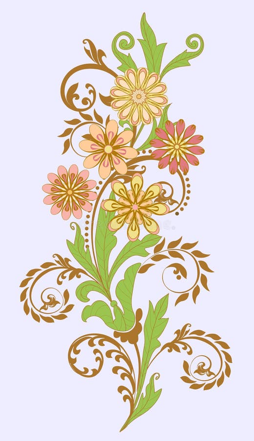 Decorative floral pattern. stock vector. Illustration of curve - 81770148