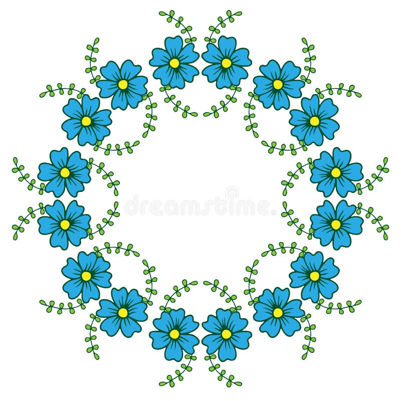 Decorative Floral Round Frames with Blue Flower for Design Template ...