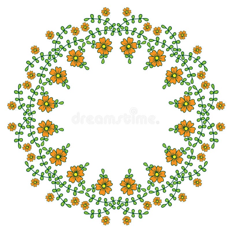 Decorative Floral Round Frames with Orange Flower for Design Temp Stock ...